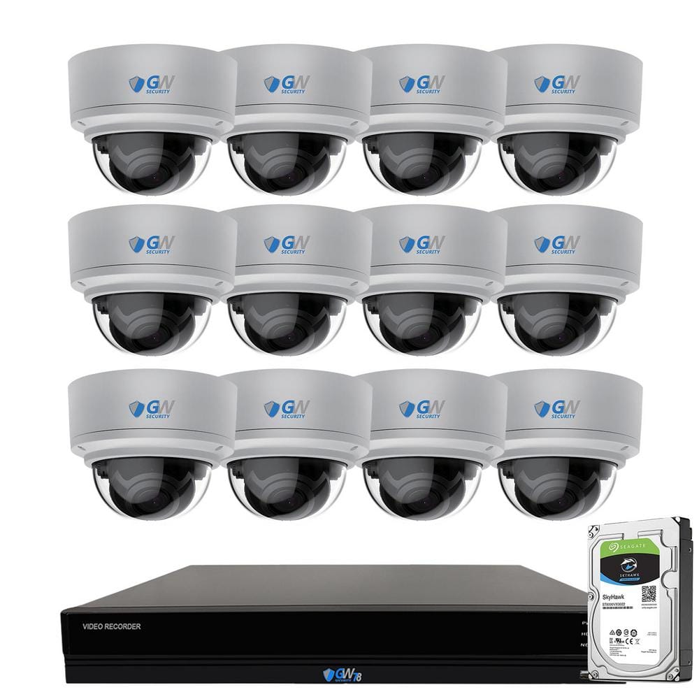 GW Security 16-Channel 8MP 4TB NVR Security Camera System with 12 Wired ...