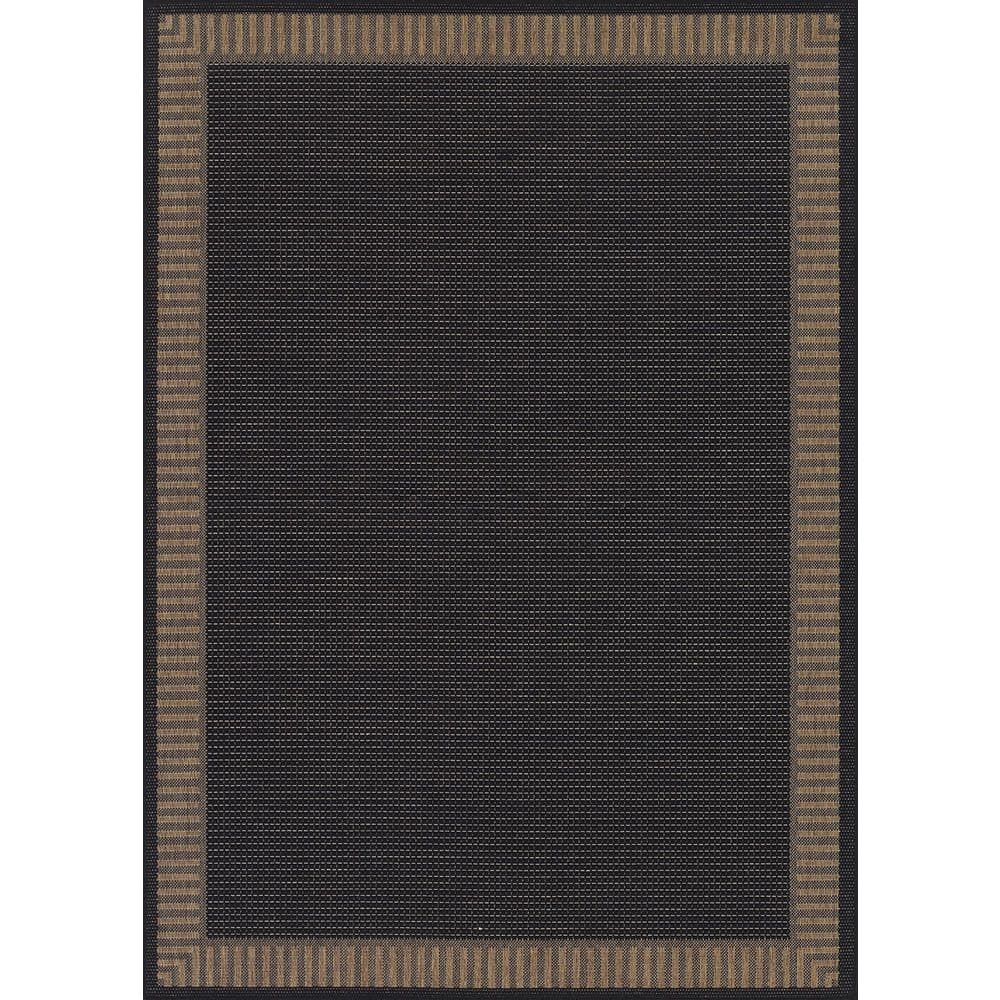 Couristan Recife Wicker Stitch Black-Brown 5 ft. x 8 ft. Flatwoven ...