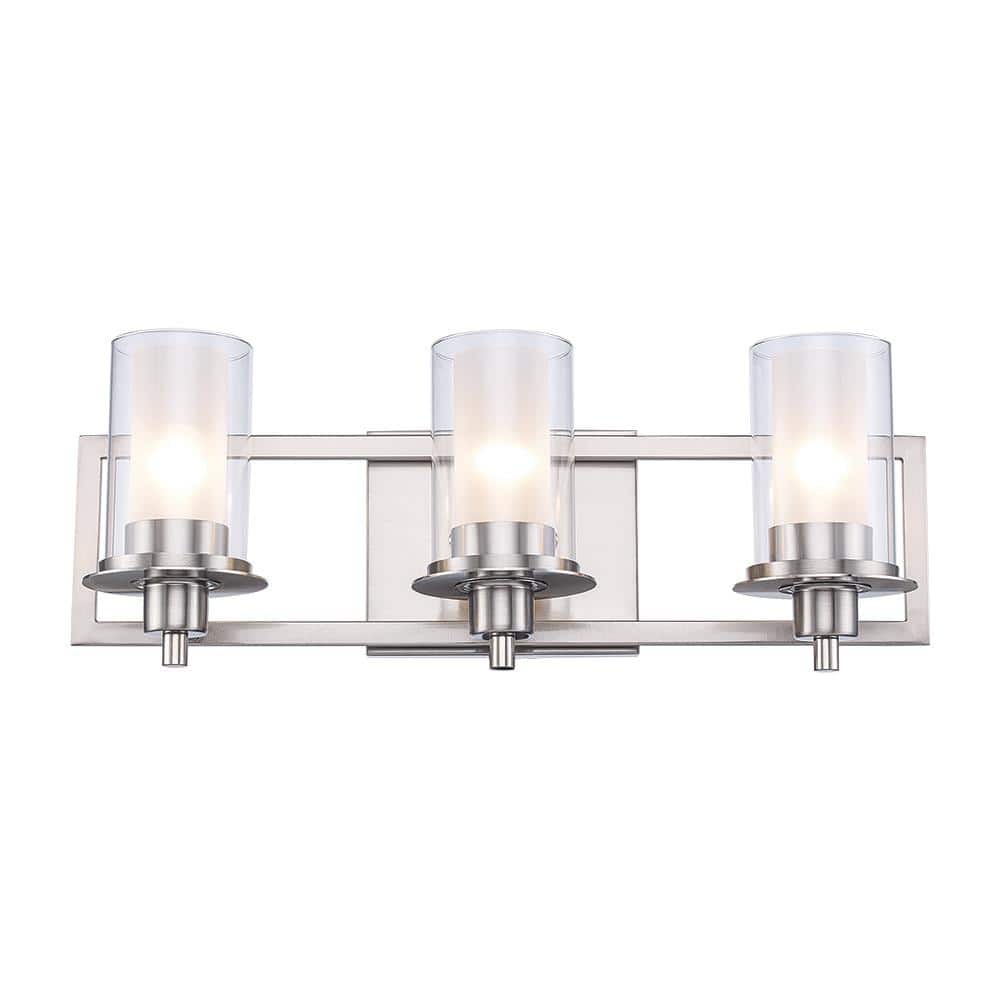 Bel Air Lighting Brighton 22 in. 3-Light Brushed Nickel Bathroom Vanity ...
