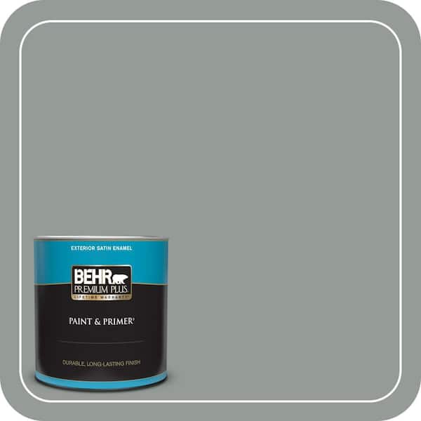 BEHR PREMIUM PLUS 1 qt. #BXC-66 Dusk Blue Satin Enamel Exterior Paint ...