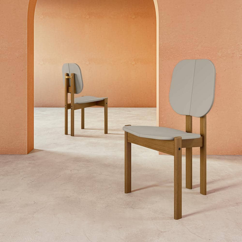 Manhattan Comfort Gales Mid-Century Modern Greige Dining Chair (Set of ...