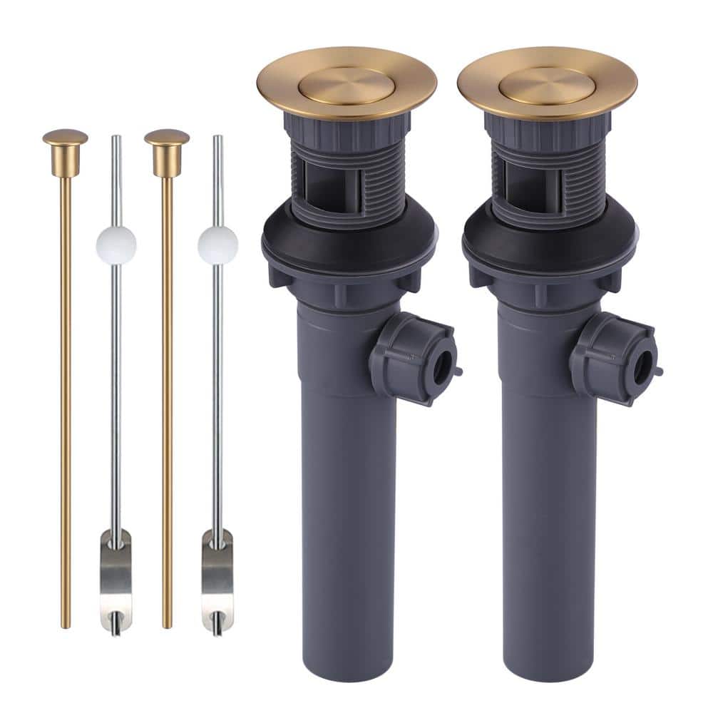 ARCORA 2-Pack 2 1/8 in. x 8 5/8 in. x 8 5/8 in Bathroom Sink Lift Rod Drain in Brushed Gold ...
