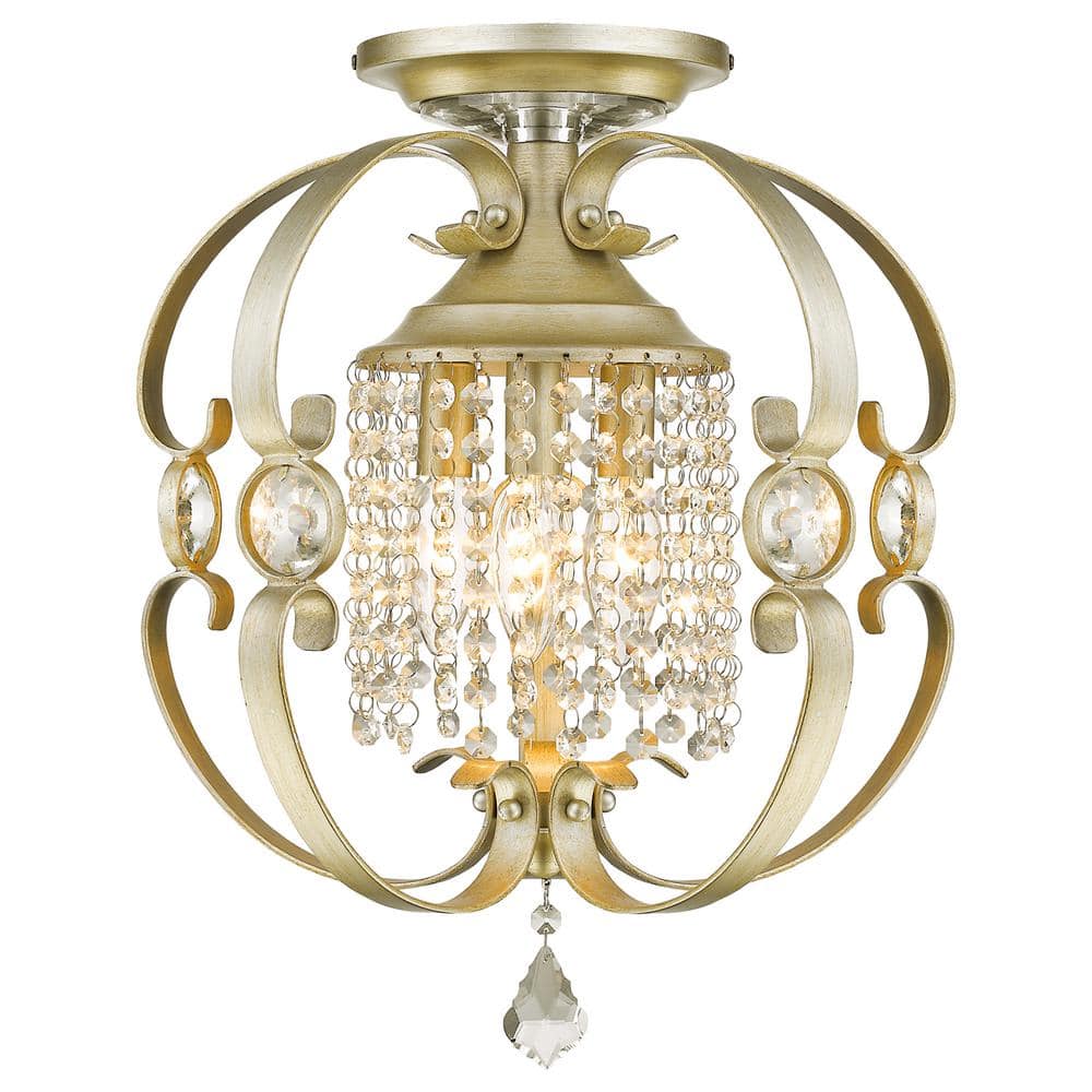Golden Lighting Ella 3-Light White Gold Semi-Flush Mount Light 1323-SF ...