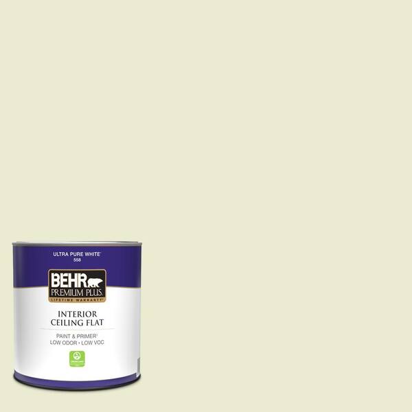 BEHR PREMIUM PLUS 1 qt. #410E-2 Celery Ice Ceiling Flat Interior Paint ...