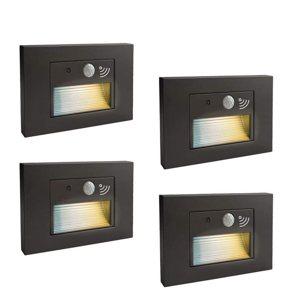 Sofiton 4-PACK 50 Lumens 120V Hardwired Bronze Motion Sensing ...