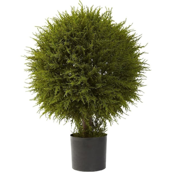 2.6 ft. Artificial Topiary Tree in Black Pot for Indoor/Outdoor 1 in ...