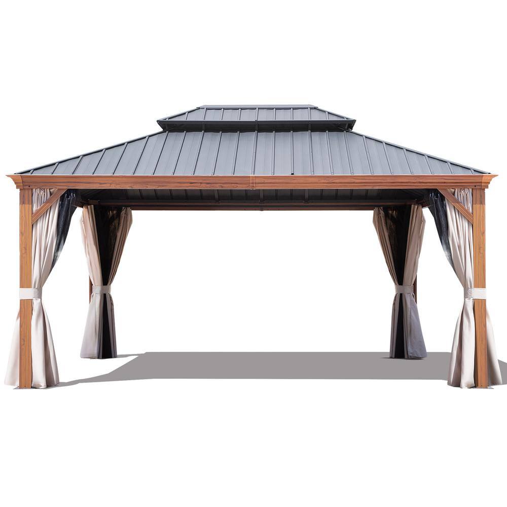 JOYSIDE 12 ft. x 16 ft. Aluminum Outdoor Double Galvanized Steel Roof ...