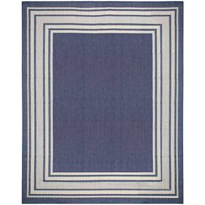 Nourison Horizon Indoor/Outdoor Navy 3 ft. x 5 ft. Bordered ...