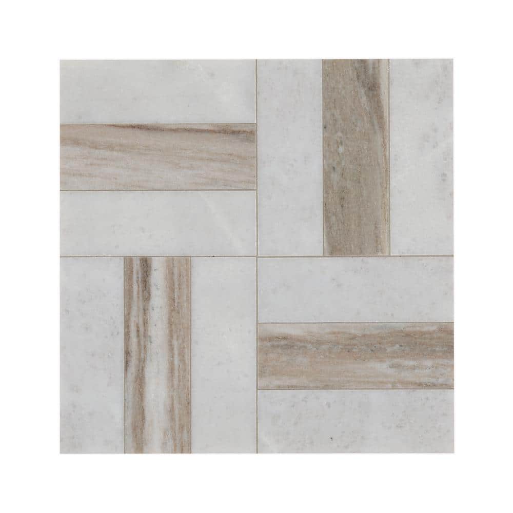 MSI Winslow Weave 12 in. x 12 in. Honed Marble Mesh-Mounted Mosaic ...