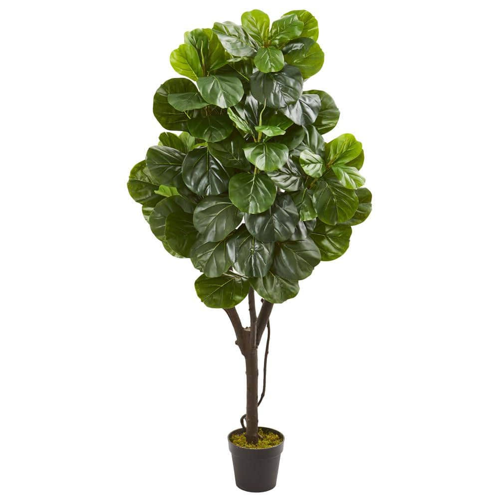 Nearly Natural 5 ft. Indoor Fiddle Leaf Fig Artificial Tree 9100 - The ...