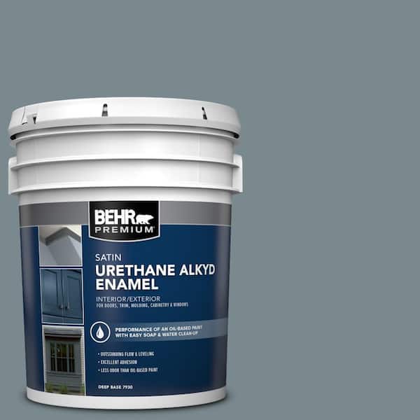 BEHR PREMIUM 5 gal. #AE-41 Diplomat Blue Urethane Alkyd Satin Enamel ...