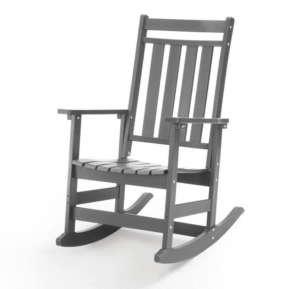 GARSING Gray Plastic Outdoor Rocking Chair with Wide Seat RC-Grey - The ...
