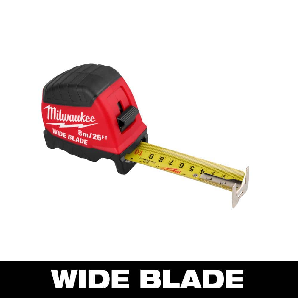 Milwaukee 8 m/26 ft. Wide Blade Tape Measure With 18 ft. Reach 48-22 ...