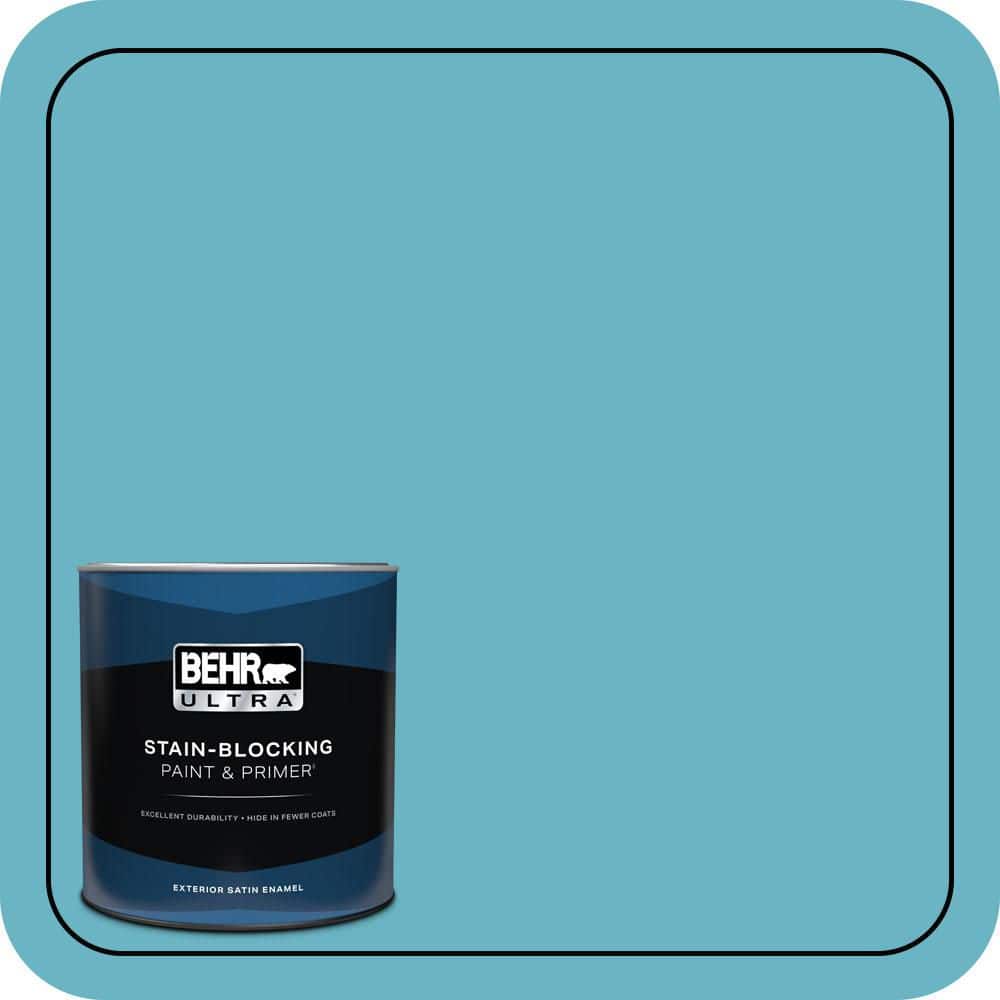 BEHR ULTRA 1 qt. #530D-5 Riverside Blue Satin Enamel Exterior Paint ...