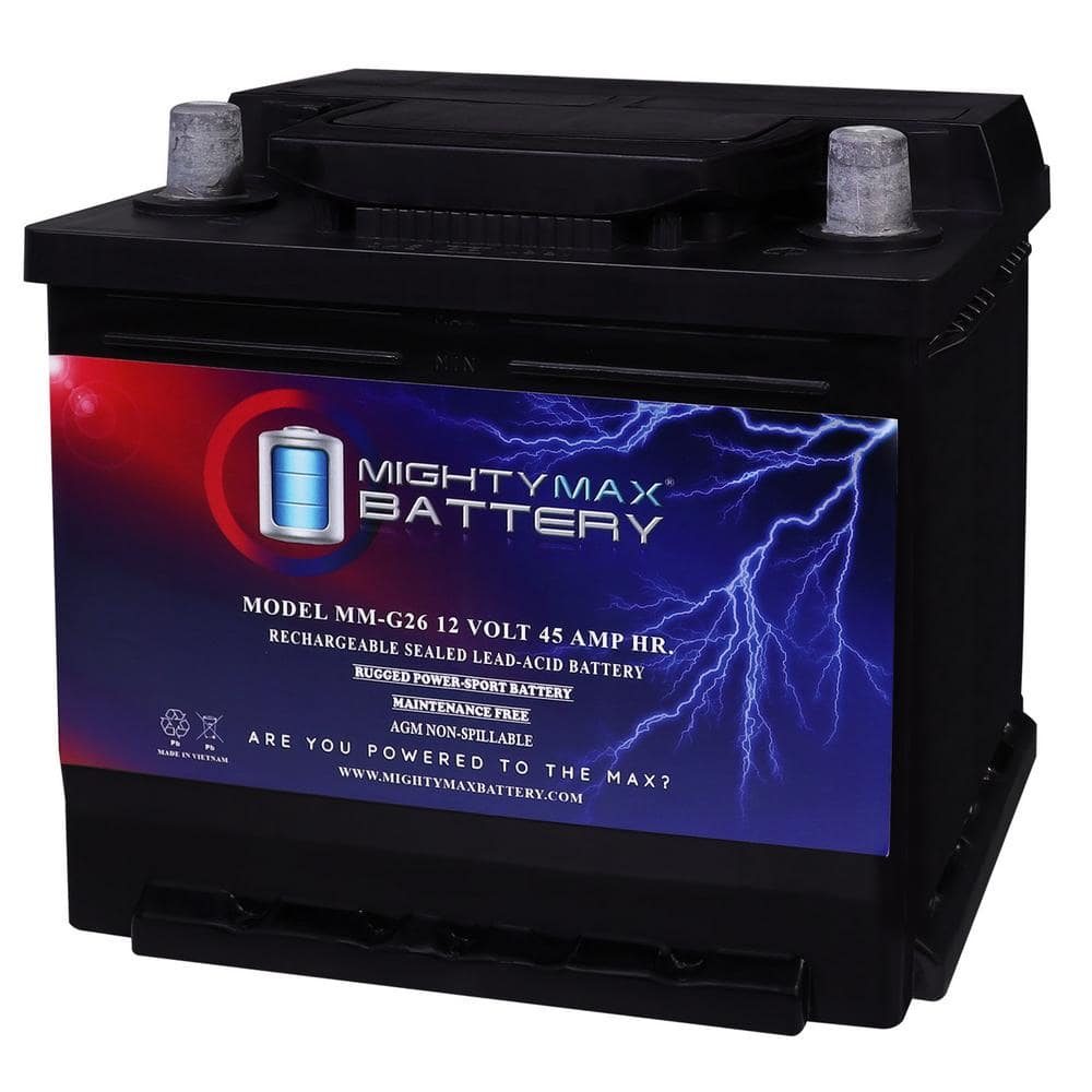 MIGHTY MAX BATTERY MM-G26 Group 26 12-Volt 45AH 80RC 540CCA Replacement ...