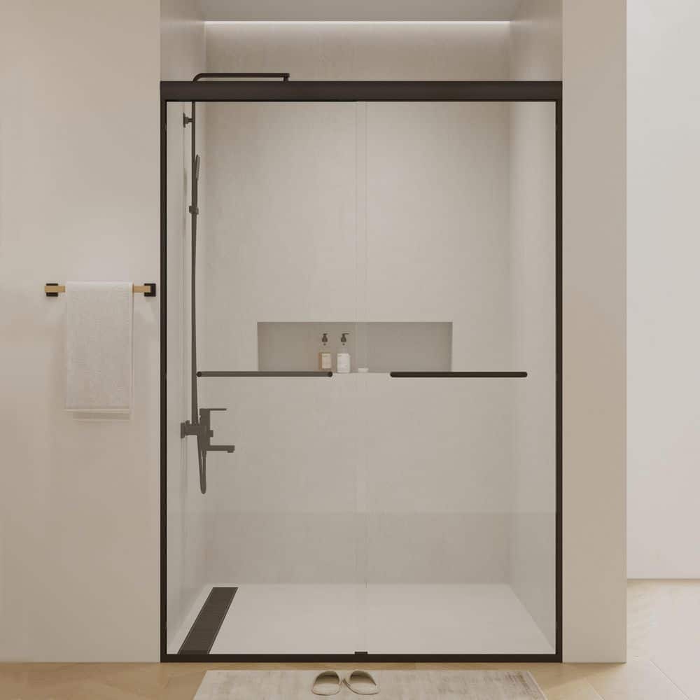 Aionor 60 in. W x 72 in. H Double Sliding Semi-frameless Bypass Bathroom Shower Door with 1/4 in ...