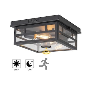 Hampton Bay Hurley 10 in. 2-Light Modern Matte Black Outdoor Ceiling ...