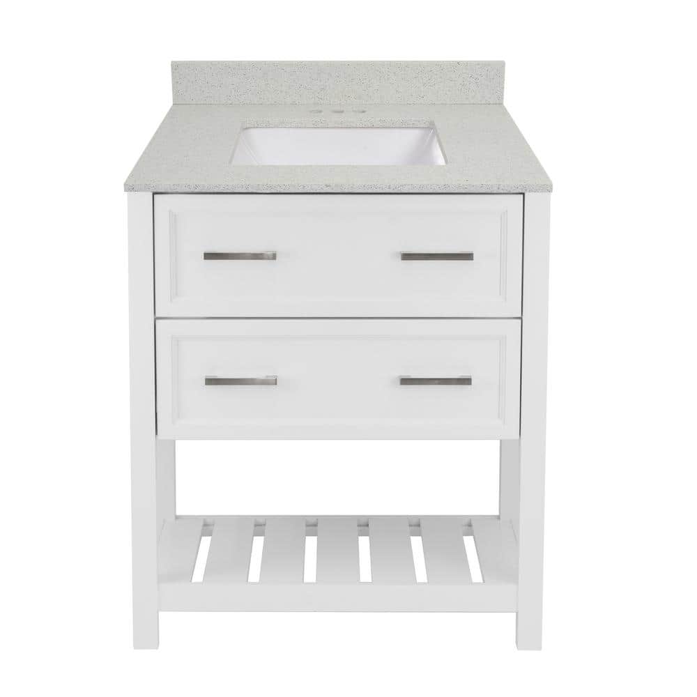 Amluxx Milan 31 in. W x 22 in. D Bath Vanity in White with Quartz Stone ...