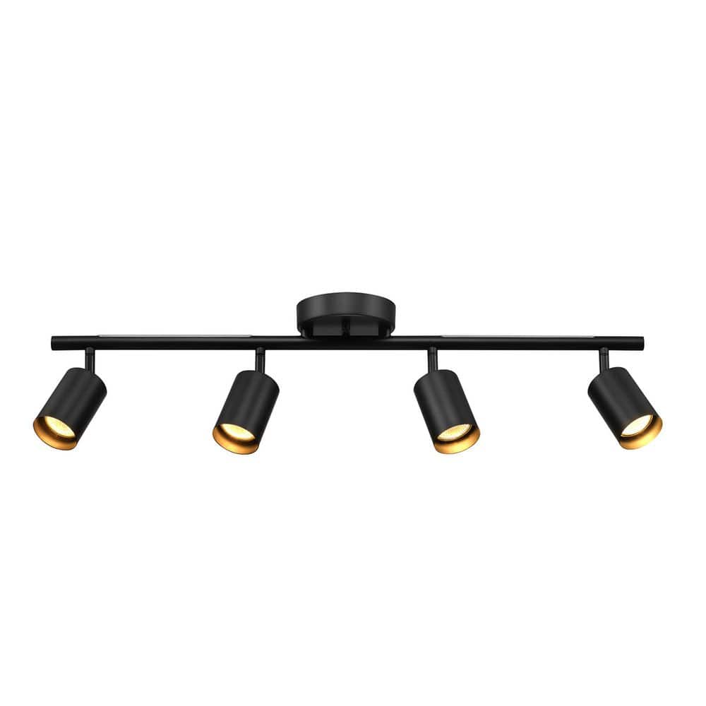 Globe Electric 3 ft. 4-Light Matte Black Hard Wired Ceiling Mounted ...