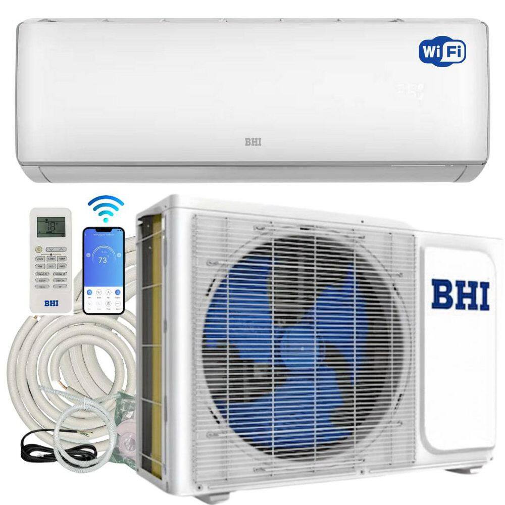 BHI 24,000 BTU 230V, 17 SEER2,1200 sq. ft. Inverter Wi-Fi Ductless Mini ...