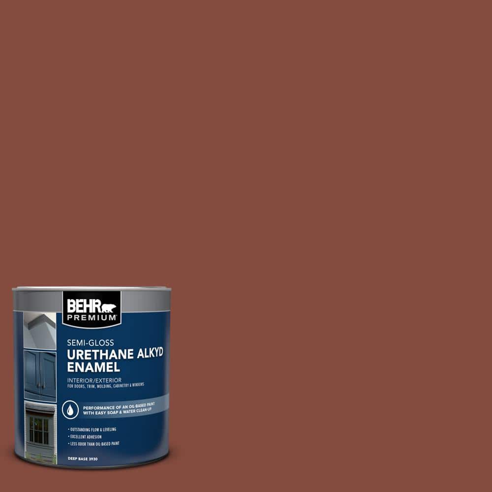 BEHR PREMIUM 1 qt. #S160-7 Red Chipotle Semi-Gloss Enamel Urethane ...