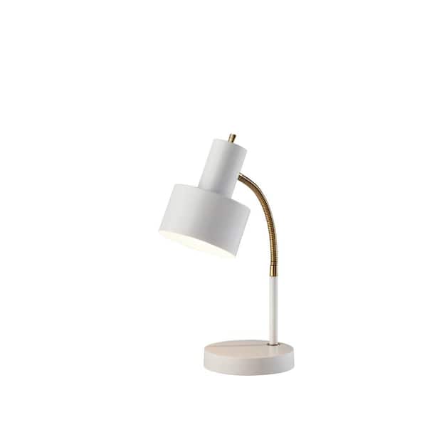 Simplee Adesso Stark 17.5 in. White and Antique Brass Table Lamp SL3714 ...