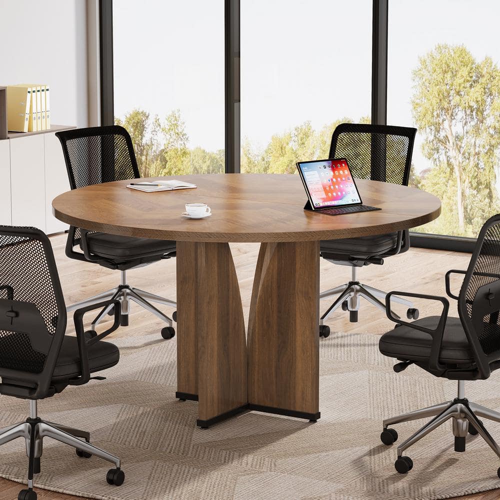 BYBLIGHT Moronia 39.37 in. Round Conference Desk Table for 4-People ...