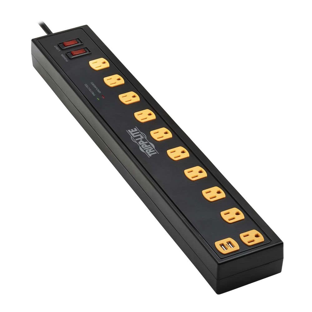Protect it 6 ft. 10-Outlet Power Strip Surge Protector with 4-USB Ports ...