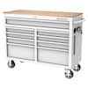 Husky Tool Storage 46 in. W x 18 in. D 9-Drawer Gloss White Mobile ...