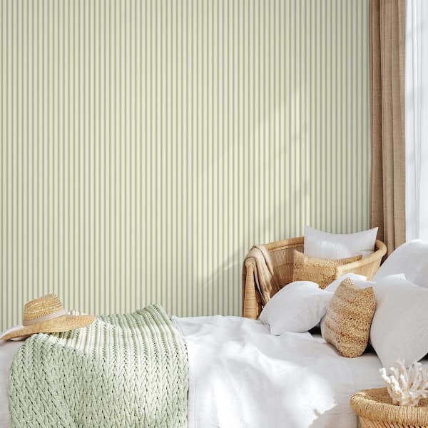 Fine Decor Chirico Green Ticking Stripe Wallpaper Sample FD43828SAM ...