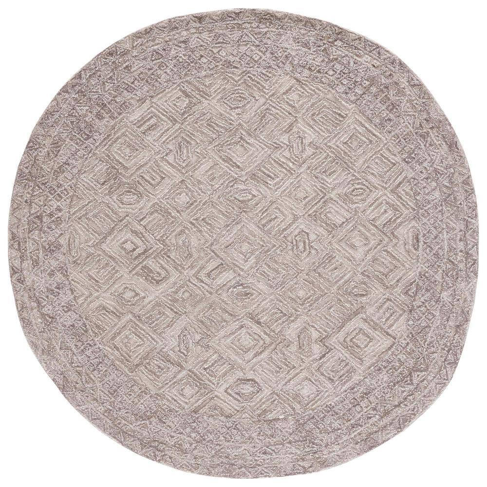 SAFAVIEH Textual Brown 6 ft. x 6 ft. Abstract Border Round Area Rug ...