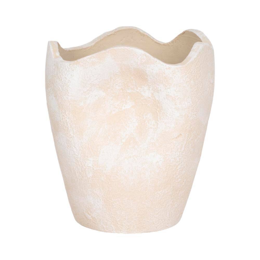 Liv & Skye 10 in. Ivory Ceramic Round Modern Abstract Textured ...