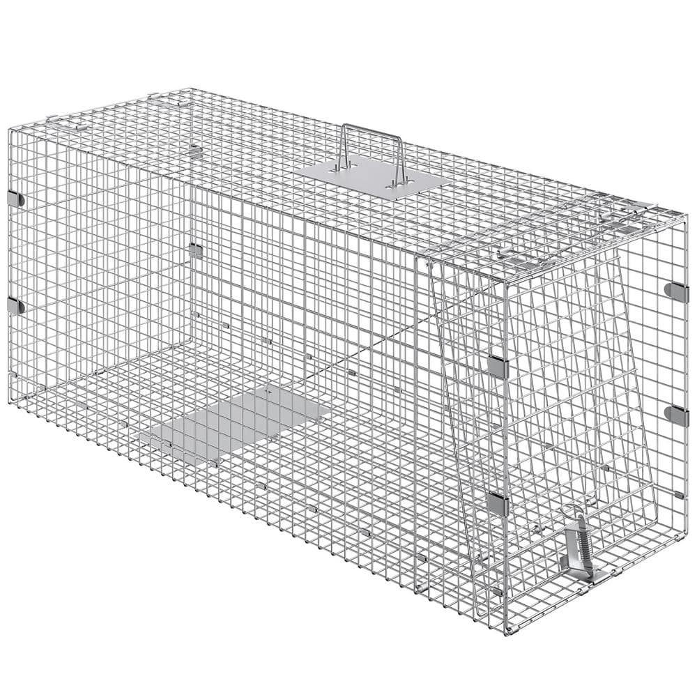 VEVOR Live Animal Cage Trap 42 in. x 16 in. x 18 in. Humane Cat Trap ...