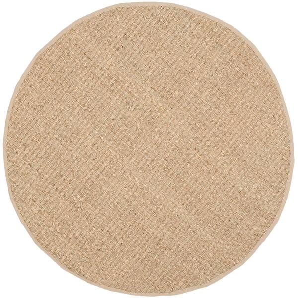 SAFAVIEH Natural Fiber Natural/Beige 6 ft. x 6 ft. Border Woven Round ...