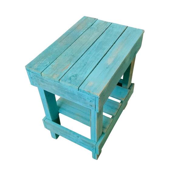 Del Hutson Designs Turquoise Reclaimed Wood Slim End Table, 19" wide ...