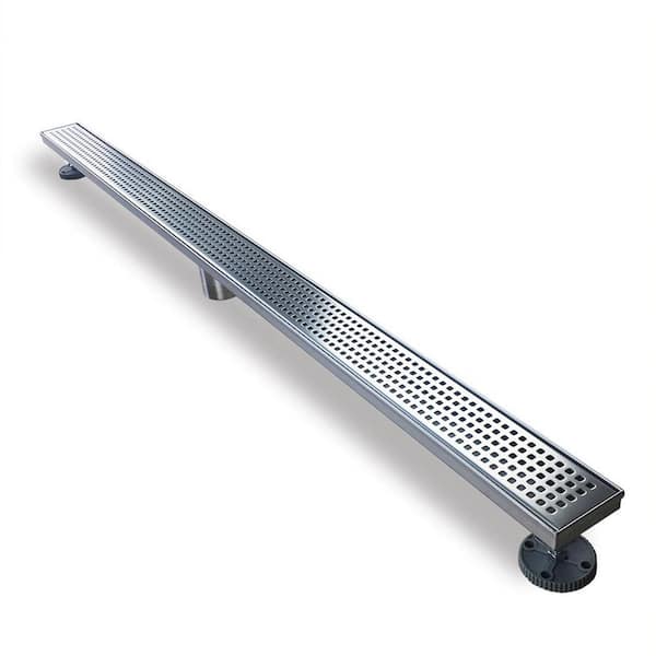 Neodrain 48 in. Stainless Steel Linear Shower Drain with Square Pattern ...