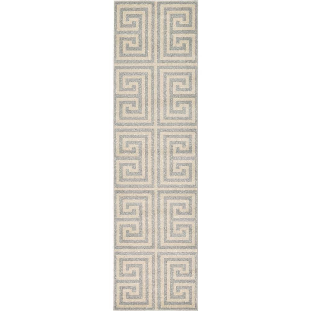 Unique Loom Athens Greek Key Gray 2' 7 x 10' 0 Runner Rug 3124175 - The ...