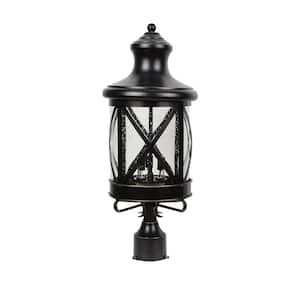 Charles 2 Light Black Metal Hardwired Outdoor Waterproof Post Light ...