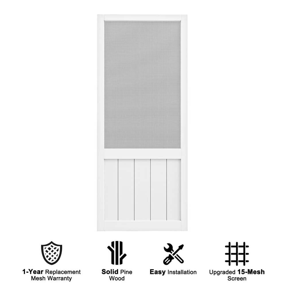 ARK DESIGN 30 in. x 80 in. Universal Solid Pine Wood Screen Door-Primed ...
