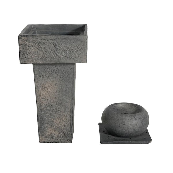 26 in. H Outdoor Minimalist Concrete Cascade Fountain with LED-Lit ...