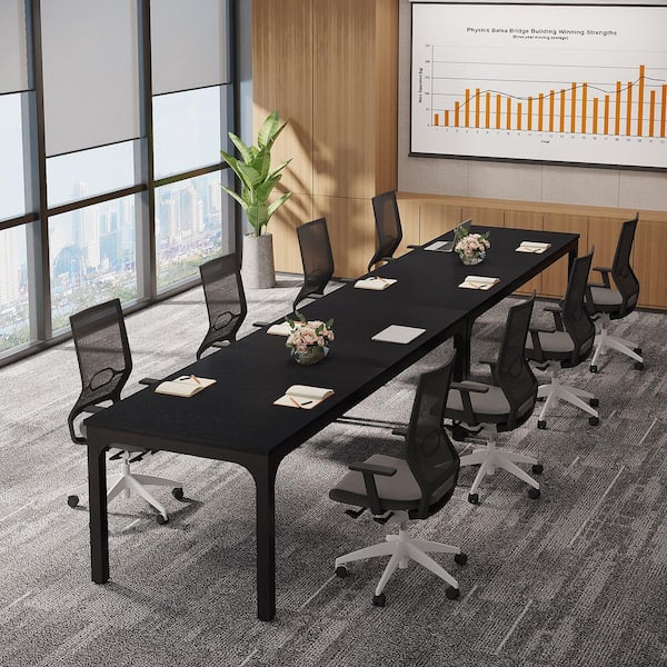 BYBLIGHT Moronia 78. 74in. 2PCS Black Conference Room Table, Long ...