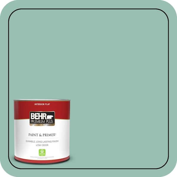 BEHR PREMIUM PLUS 1 qt. #PPU12-07 Spring Stream Flat Low Odor Interior ...