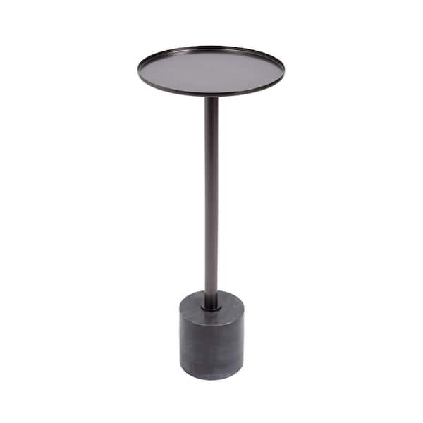 Kate and Laurel Vanora 10 in. Pewter/Black Round Metal End Table 230765 ...