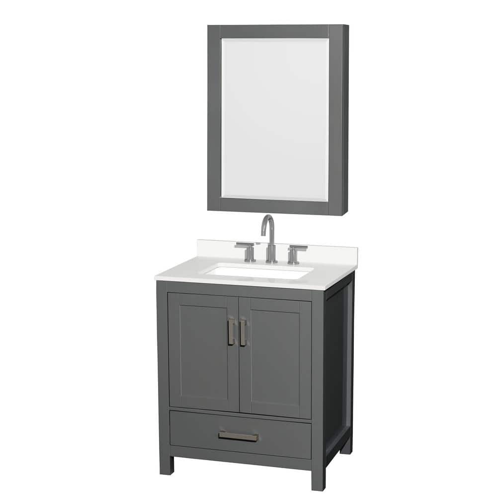 Wyndham Collection Sheffield 30 in. W x 22 in. D x 35 in. H Single Bath ...