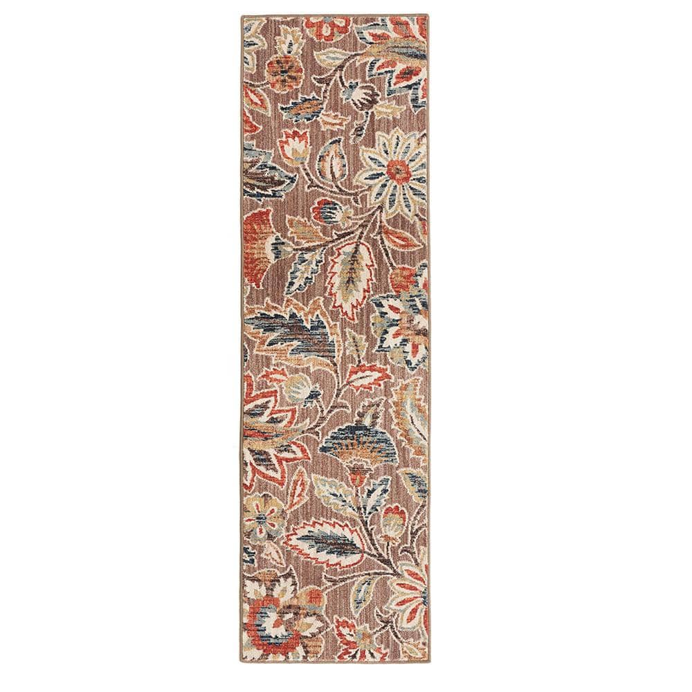 Home Decorators Collection Elyse Floral Taupe 2 ft. x 7 ft. Rectangle ...