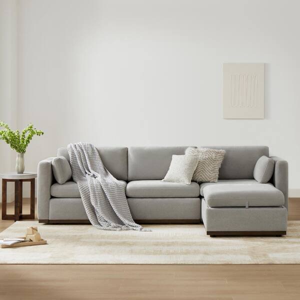 Spruce & Spring Galatea 112 in. Square Arm Fabric Rectangle Modern ...