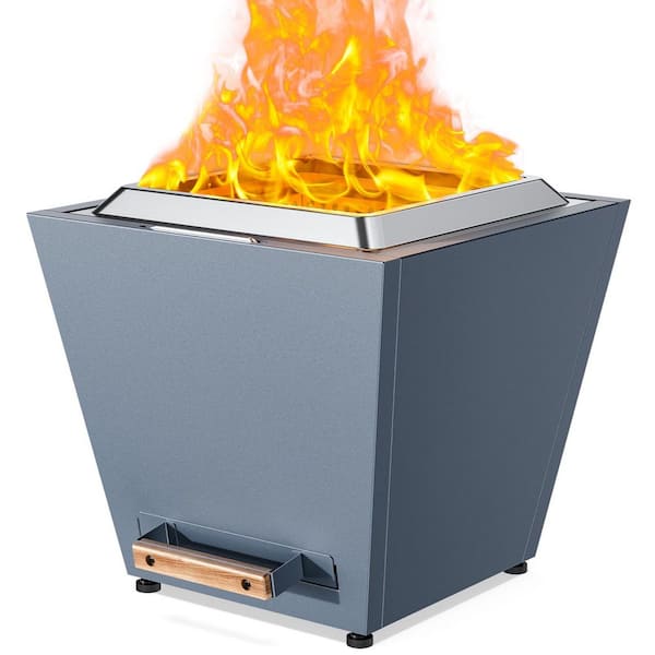 Blue 20 in. Metal Outdoor Smokeless Fire Pit Table, Portable Wood ...