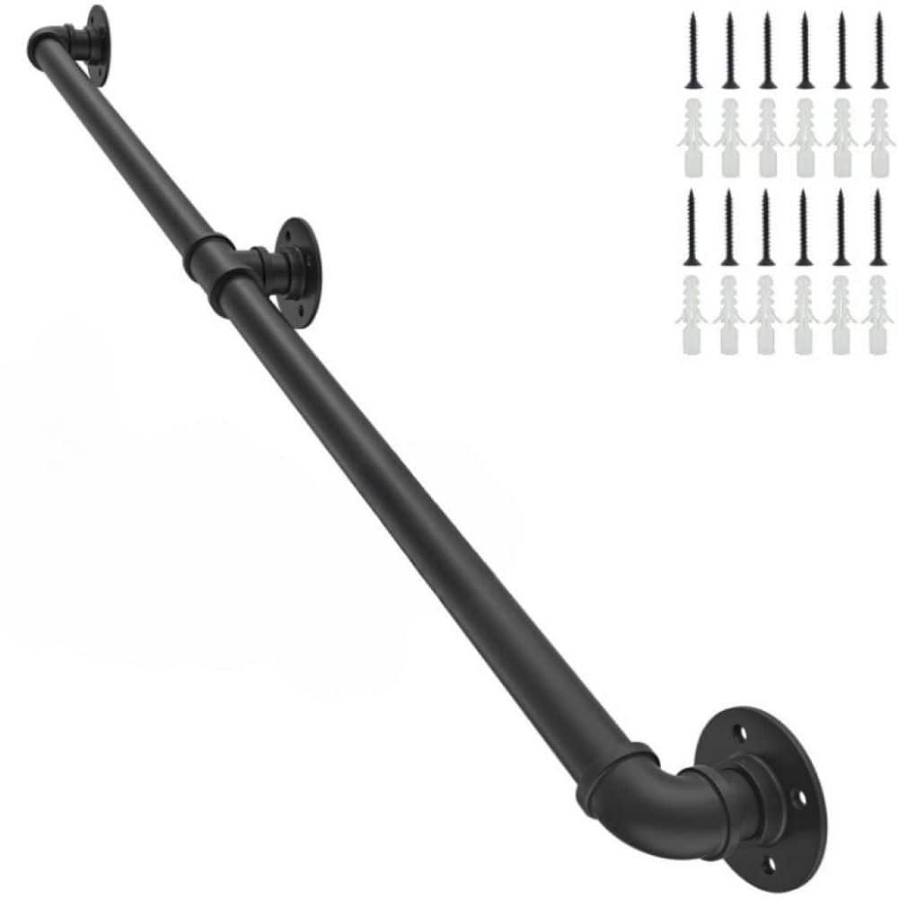 Afoxsos 5 ft. Indoor/Outdoor Modern Industrial Pipe Stair Handrail Loft ...