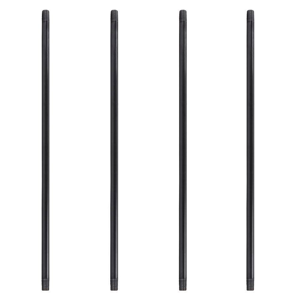 PIPE DECOR 1 in. x 60 in. Black Industrial Steel Grey Plumbing Pipe (4 ...