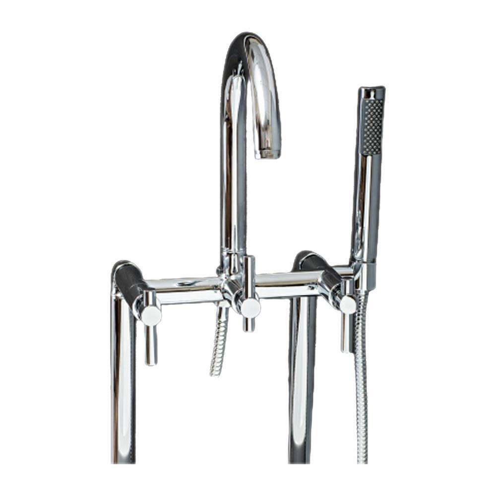 PELHAM & WHITE Modern 3-Handle Floor Mount Freestanding Tub Faucet with ...